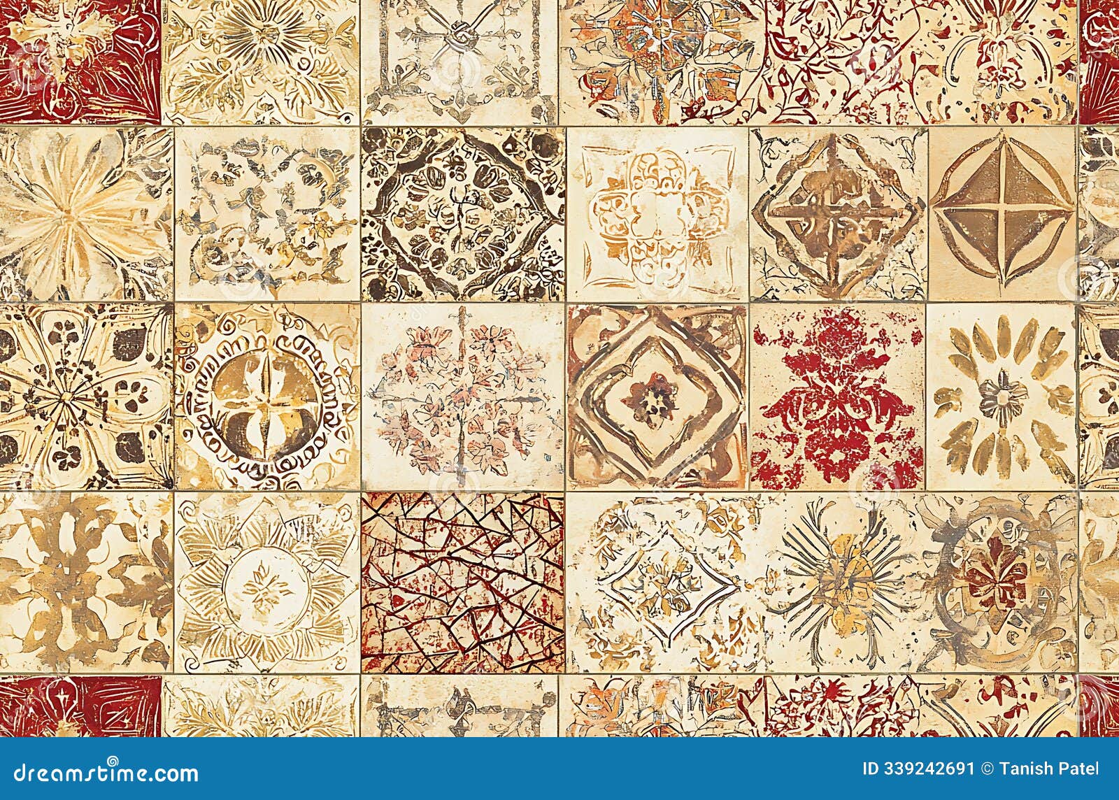 Tile Pattern Featuring Intricate Designs in Various Colors Stock ...