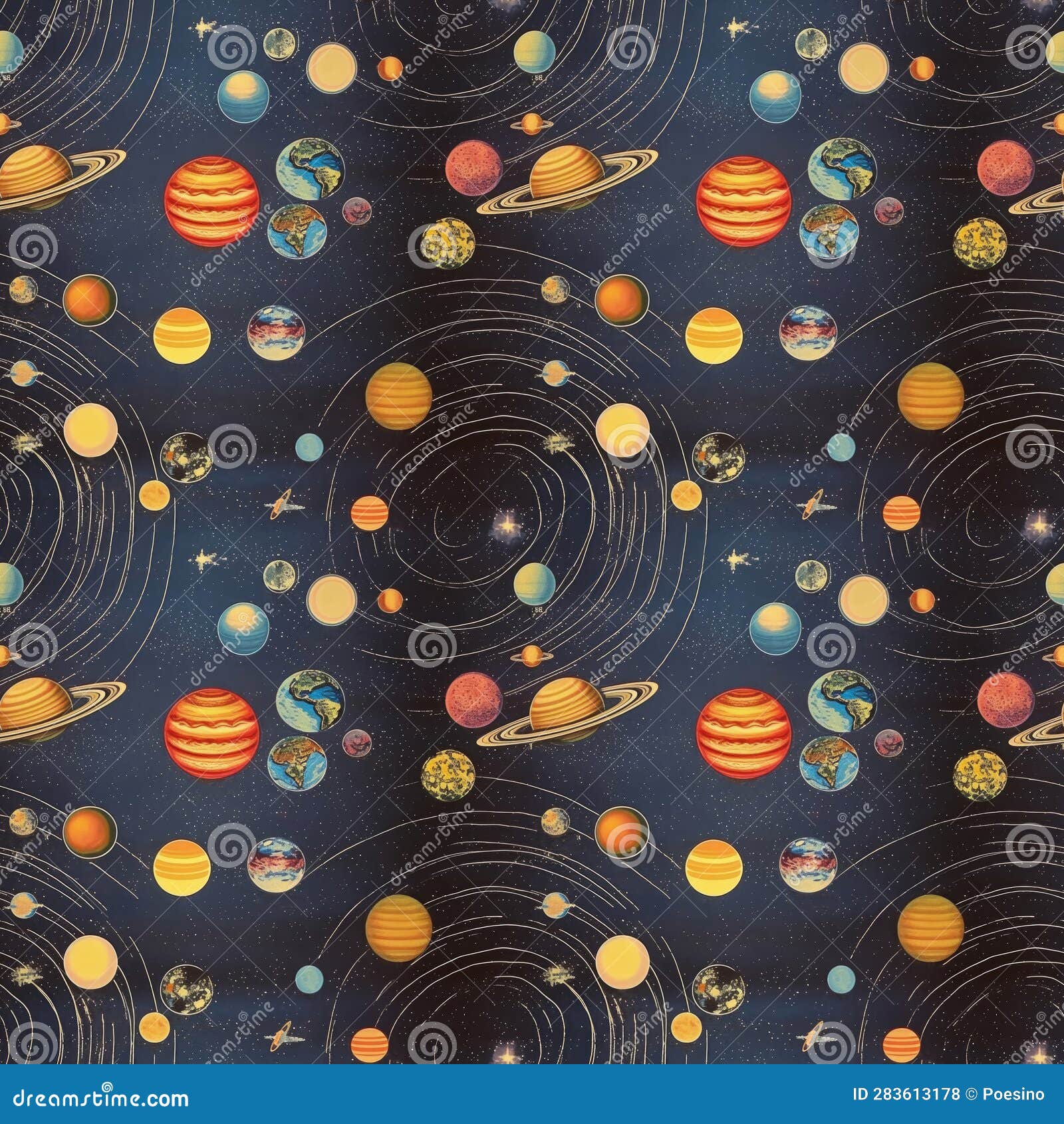 Tile - Planets in the Space (#4) 2x2 Multiple. Tileable Seamless Image ...