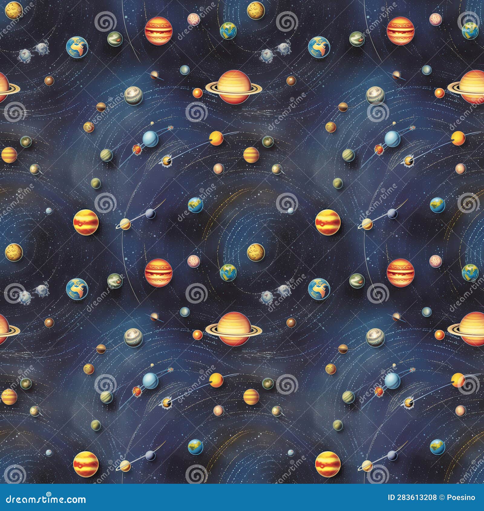 Tile - Planets in the Space (#6) 2x2 Multiple. Tileable Seamless Image ...