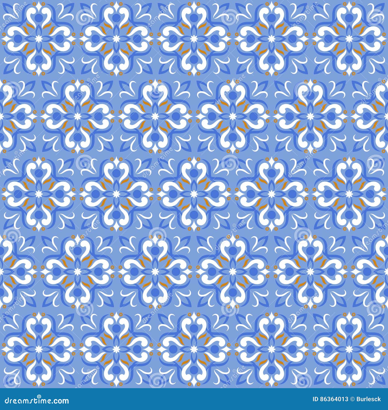 Tile Print or Ceramic Texture Seamless Mosaic Blue Vector Pattern Stock ...