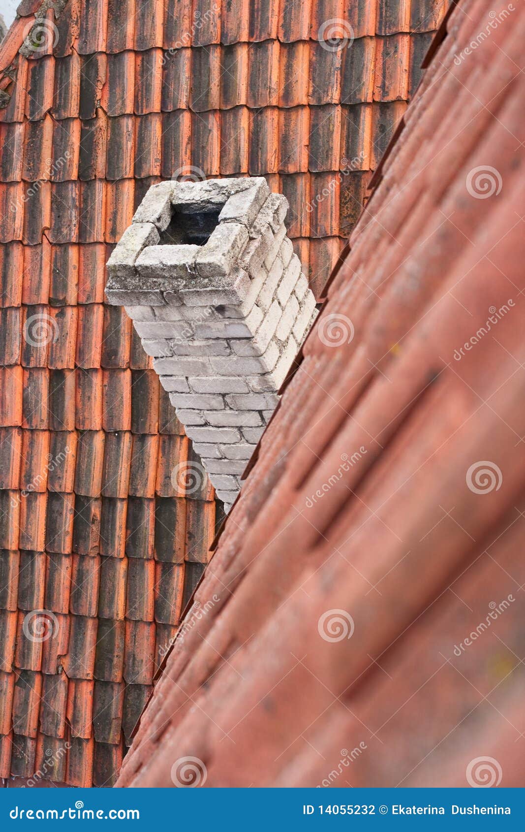 Tile roof and chimney. stock photo. Image of real, funnel - 14055232