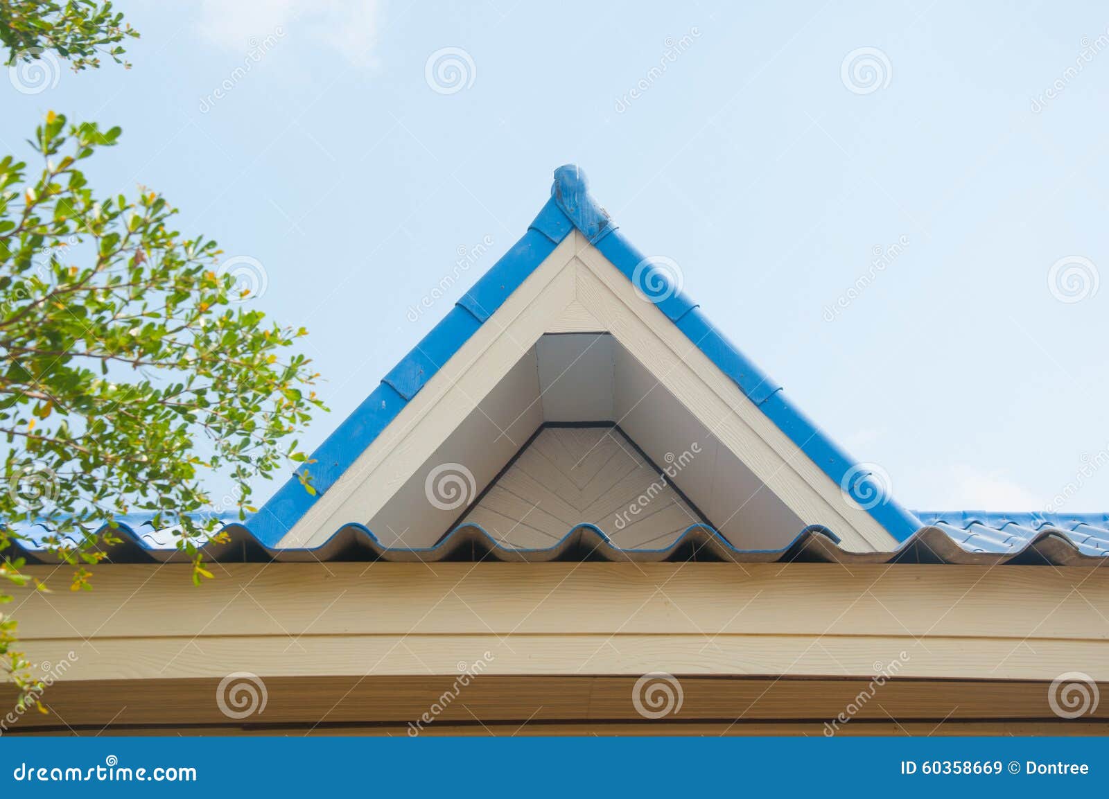 Tile Roofing and Shake Gable Details Stock Image - Image of home, house ...