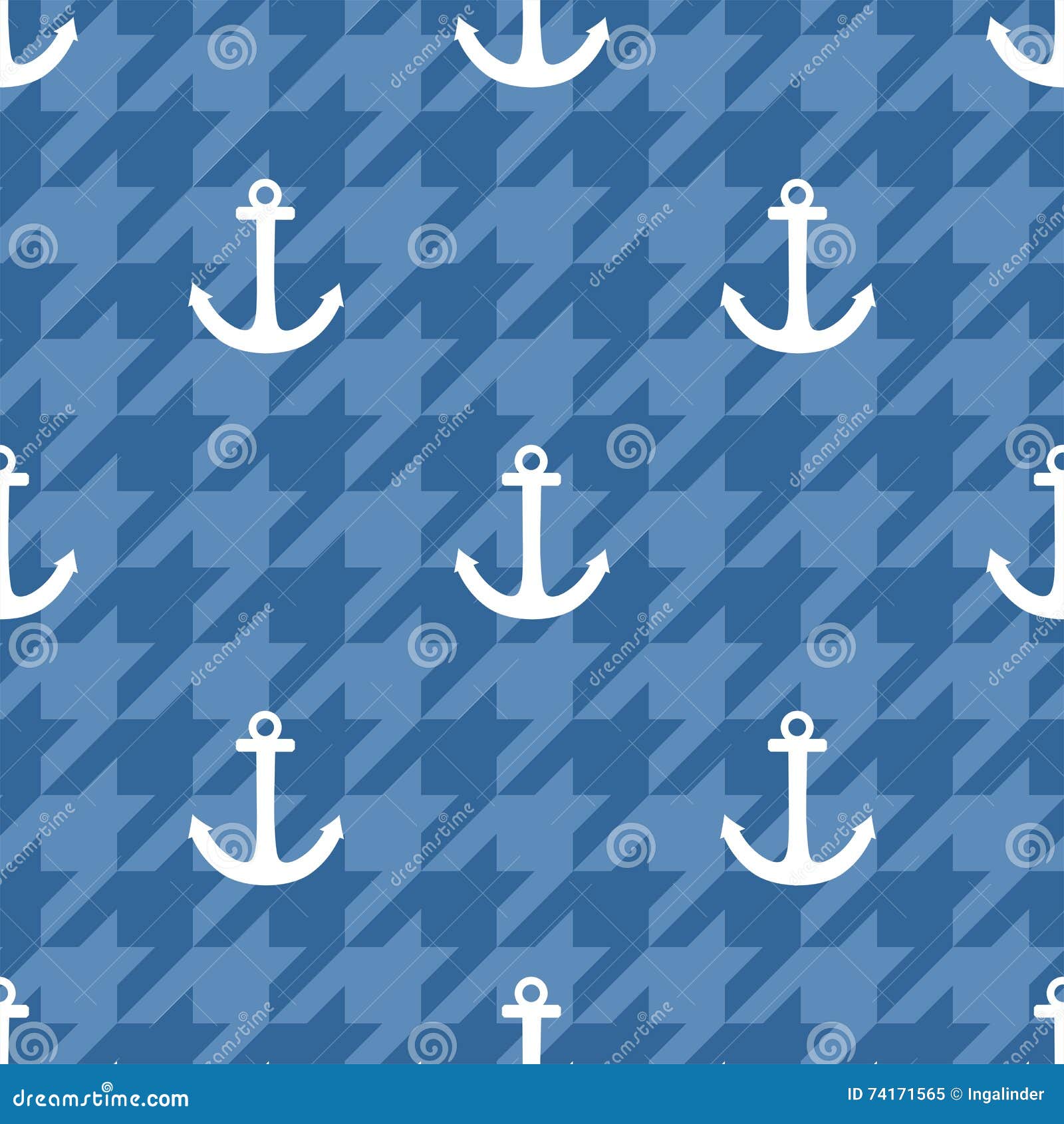Tile Sailor Vector Pattern With White Anchor And Red Rudder On Blue ...