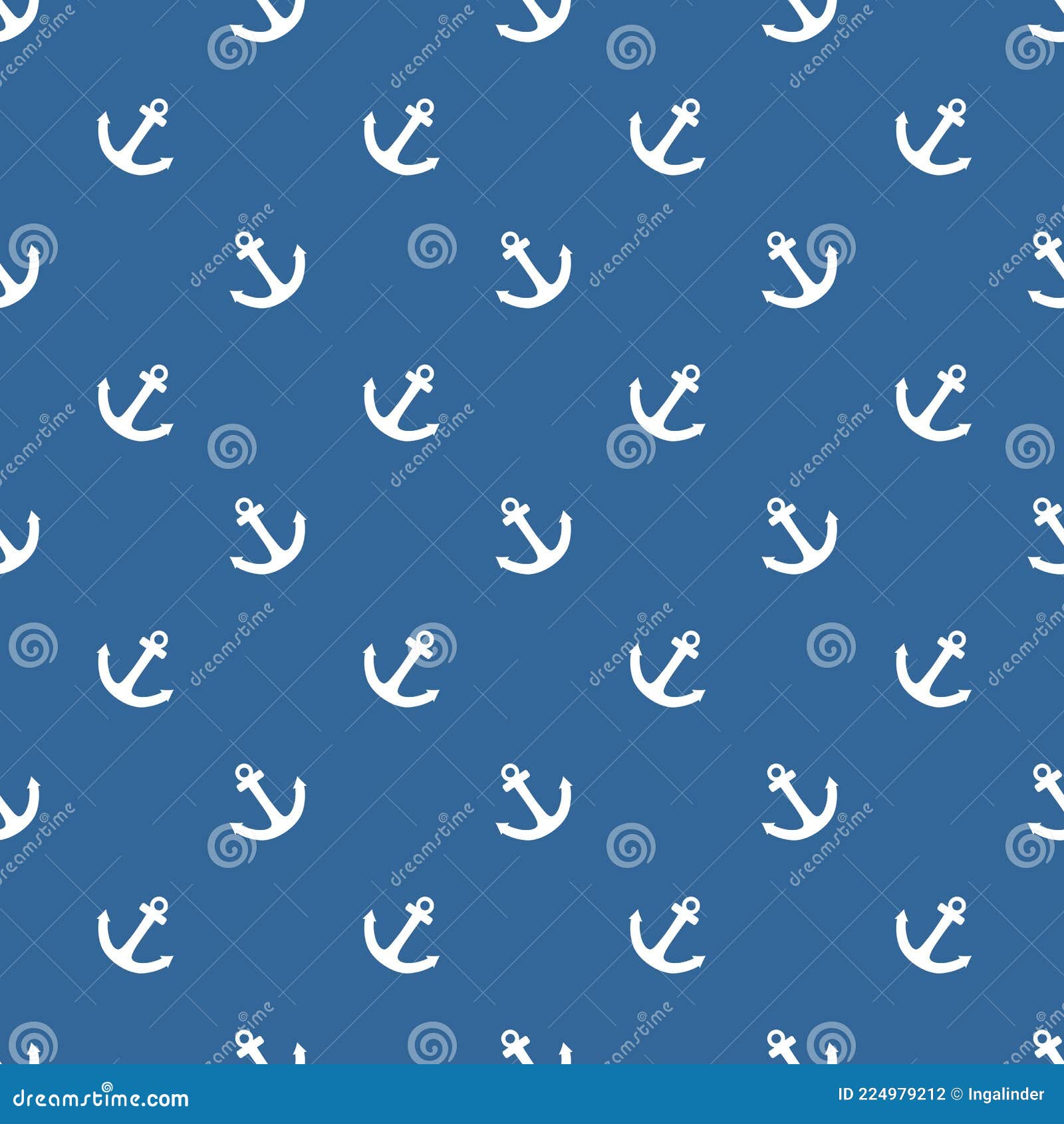 Tile Sailor Vector Pattern with White Anchor on Navy Blue Background ...
