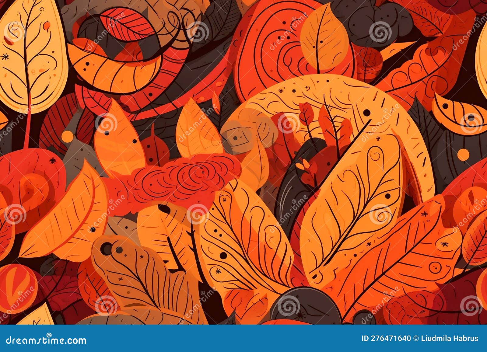 Tile. Seamless Pattern with Autumn Leaves. Illustration in Flat Style ...