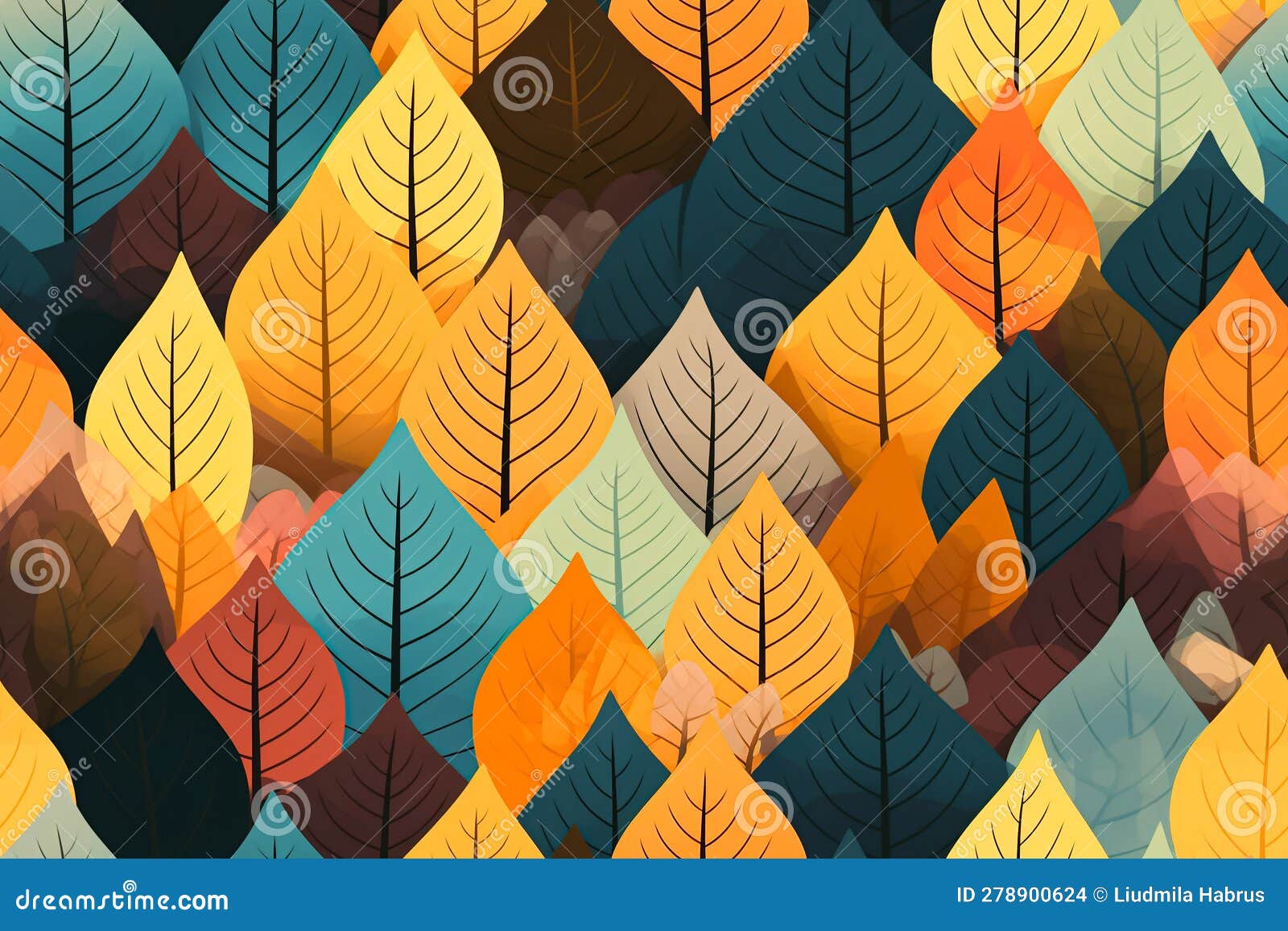 Tile. Seamless Pattern with Autumn Leaves. Illustration in Flat Style ...