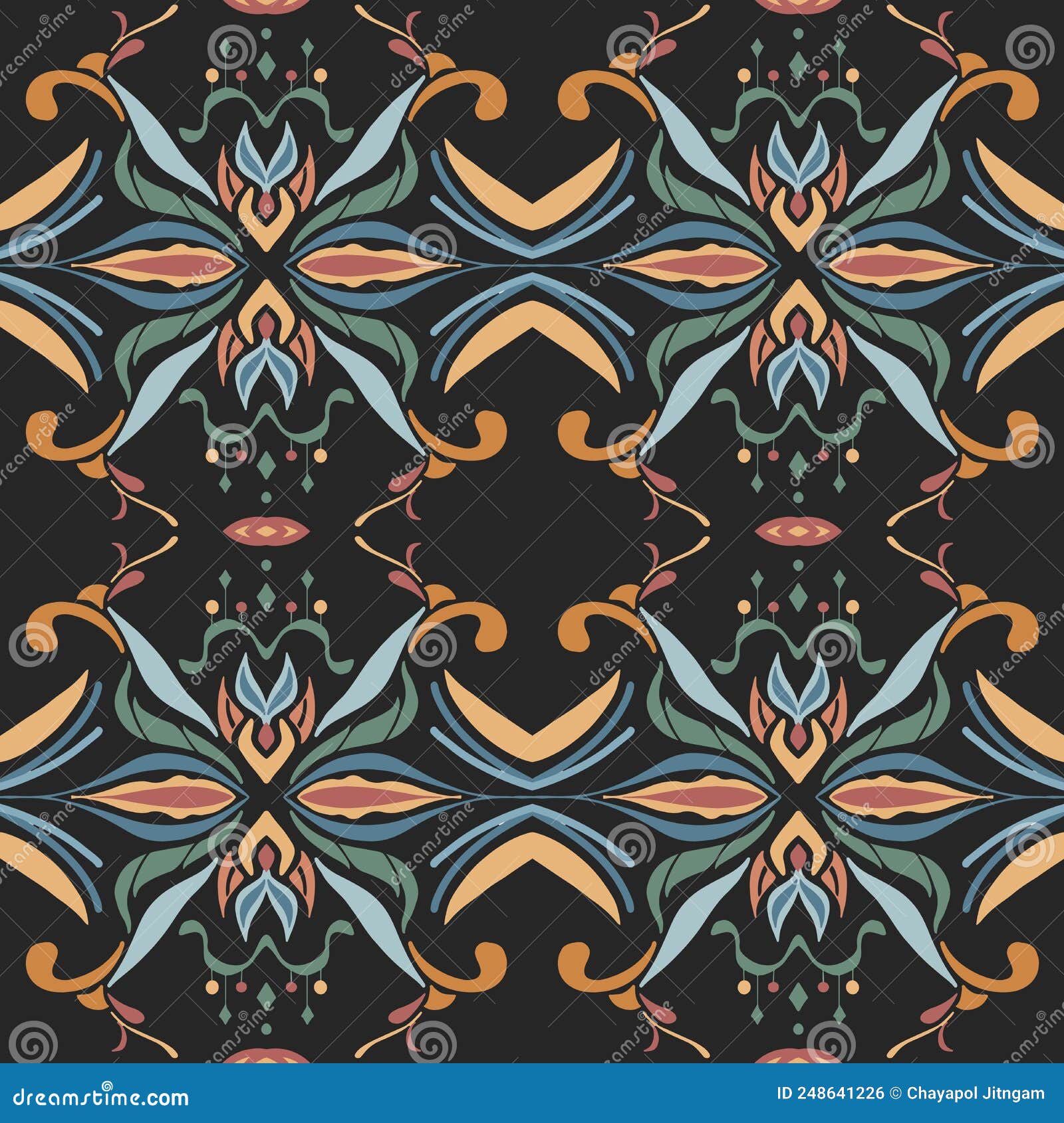 Tile Seamless Pattern Design. with Colourful Motifs Background Stock ...