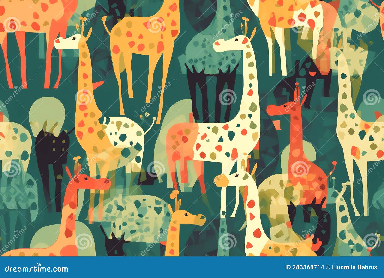 Tile. Seamless Pattern. Giraffes in the Savanna of Africa Stock ...