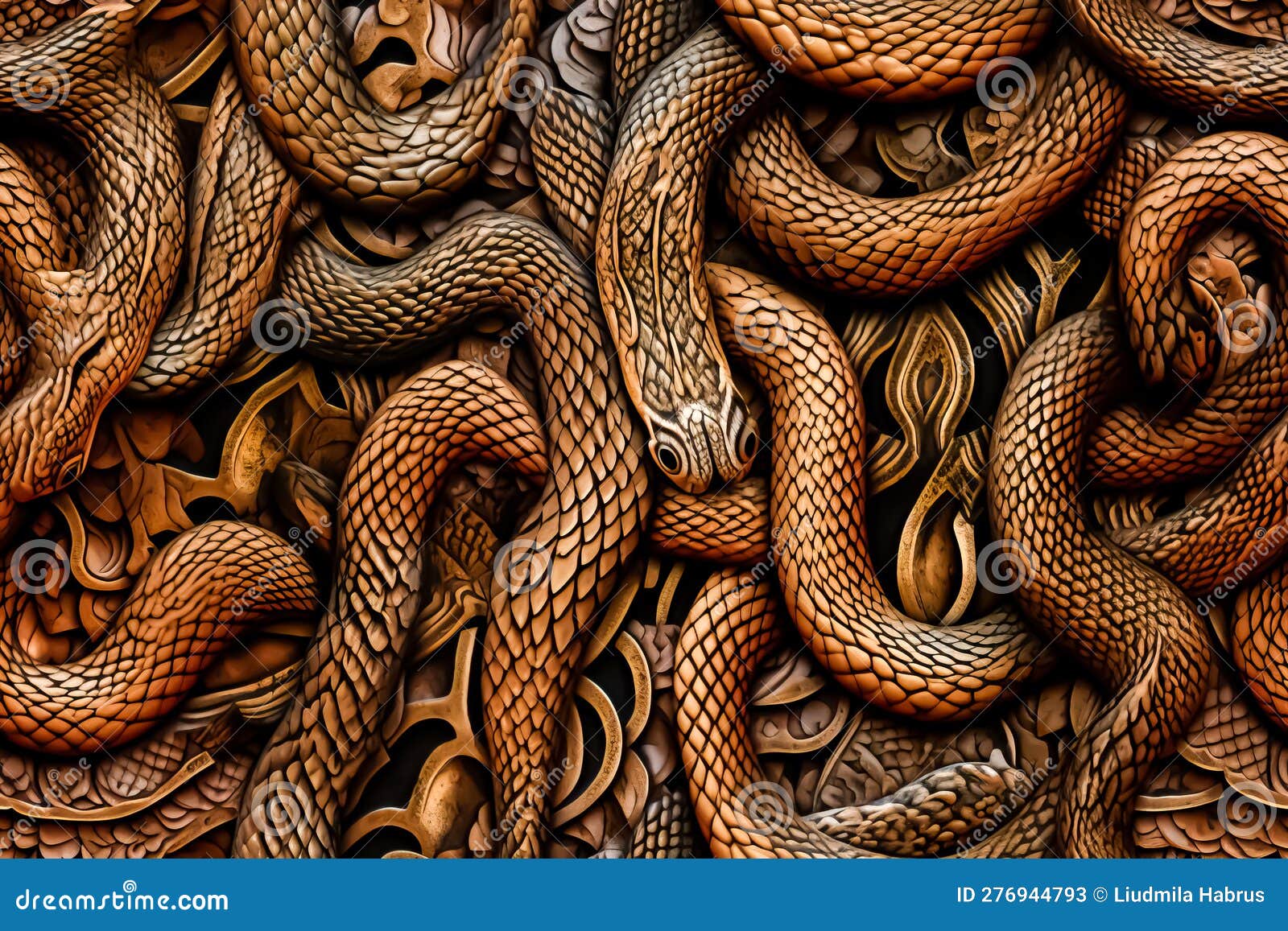 Tile. Seamless Pattern of Snakes. Hand-drawn Illustration for Your ...