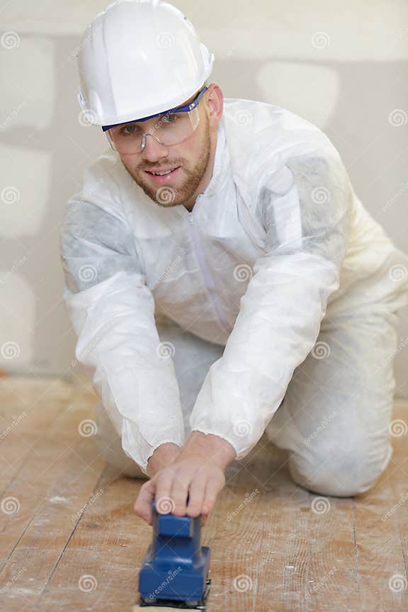 Tile Setter Preparing Floor Stock Image - Image of renovation, remove ...