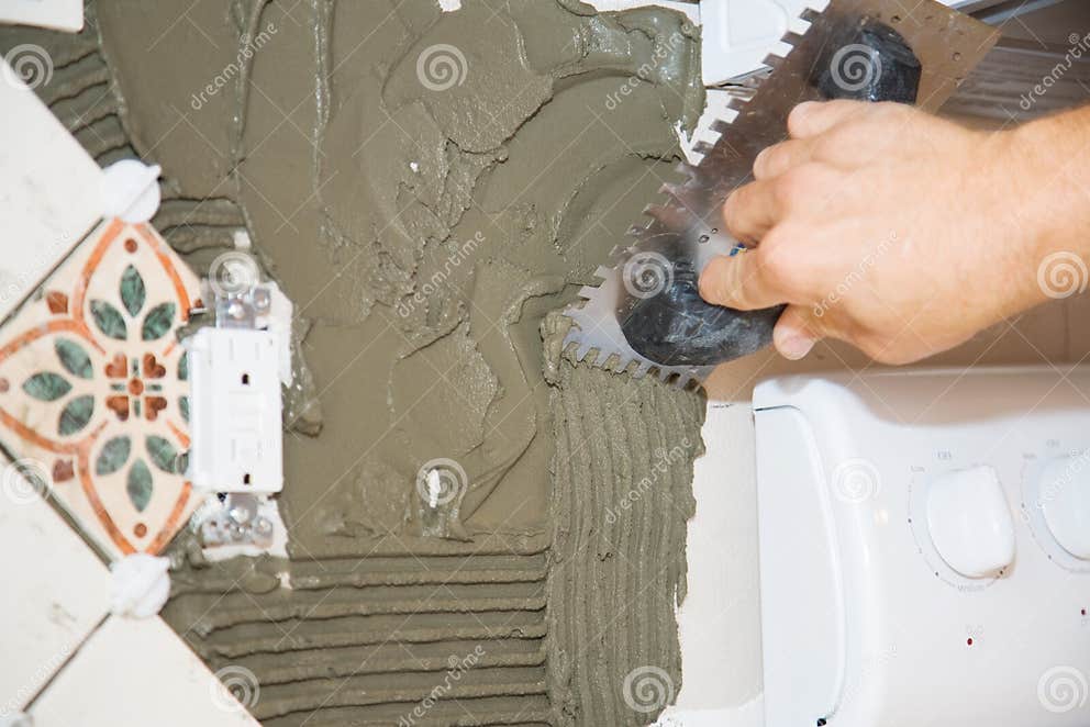 Tile Setter Scores Mortar stock photo. Image of scoring - 8243122