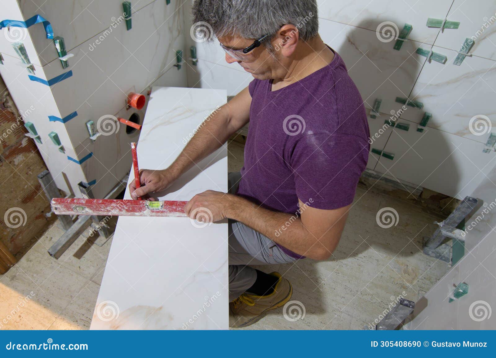 Tile in a Small Space Measuring and Marking a Tile for Installing a ...