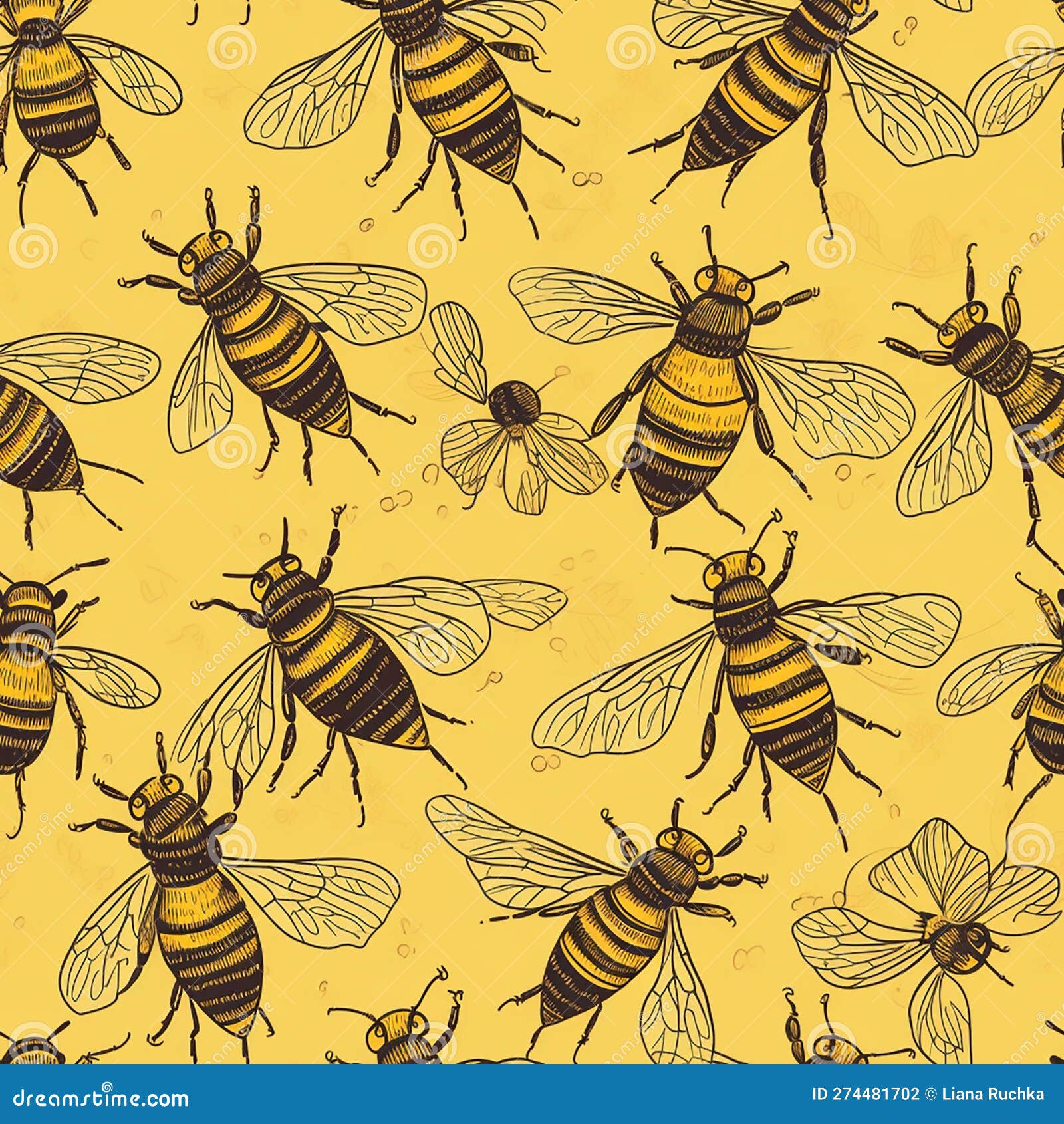 Tile, Seamless Background with a Bee Stock Illustration - Illustration ...