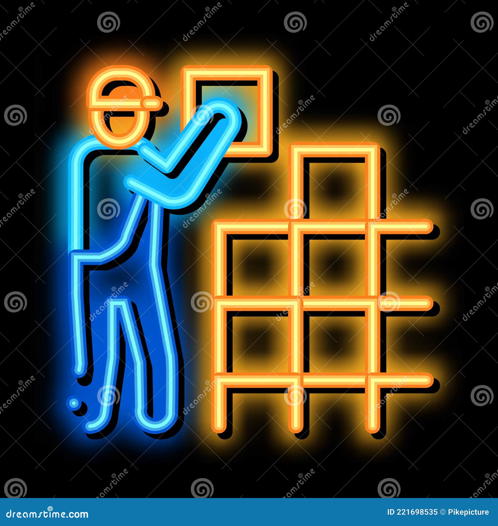 Tile Stacker Neon Glow Icon Illustration Stock Vector - Illustration of ...