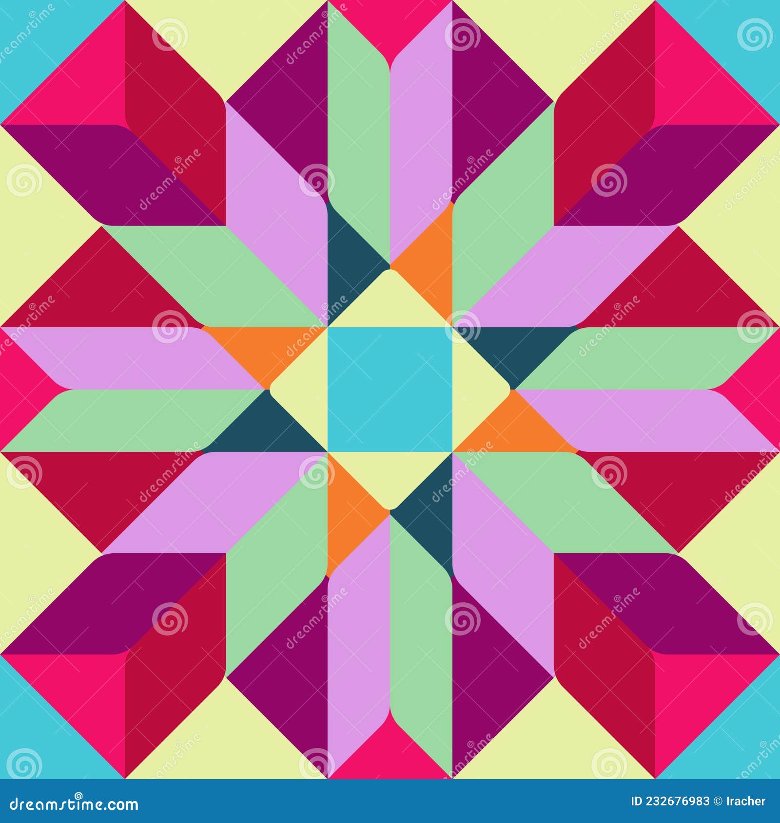 Tile with Traditional Geometric Pattern. Colorful Parquet Seamless ...