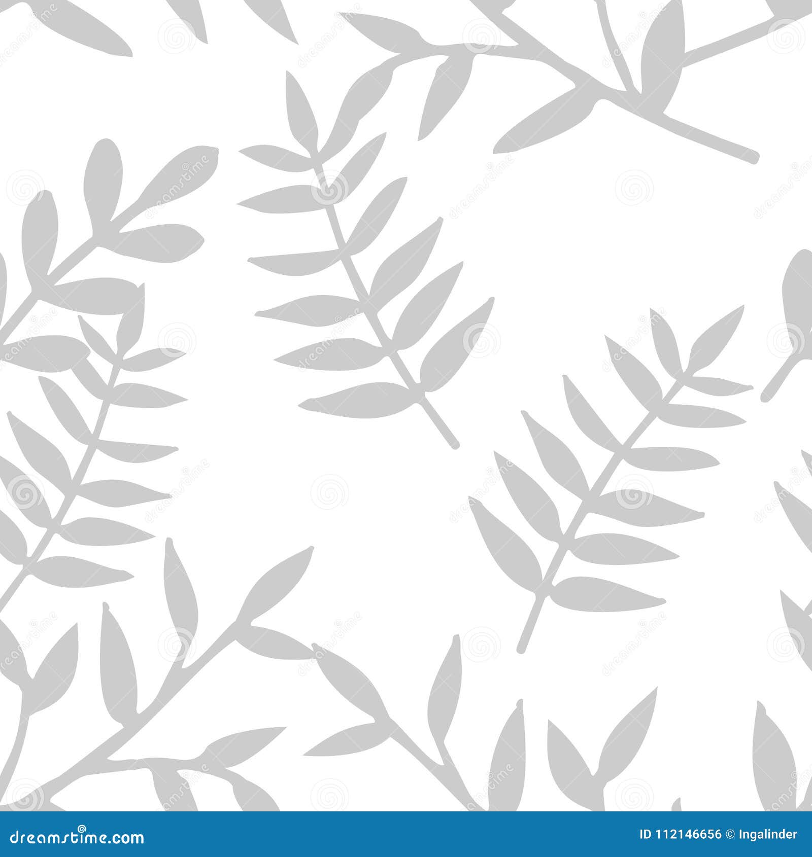 Tile Tropical Vector Pattern with Grey Exotic Leaves on White ...