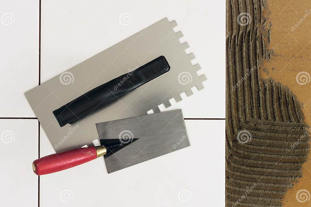 Tile and Trowel with a Trowel. Stock Photo - Image of mosaic ...