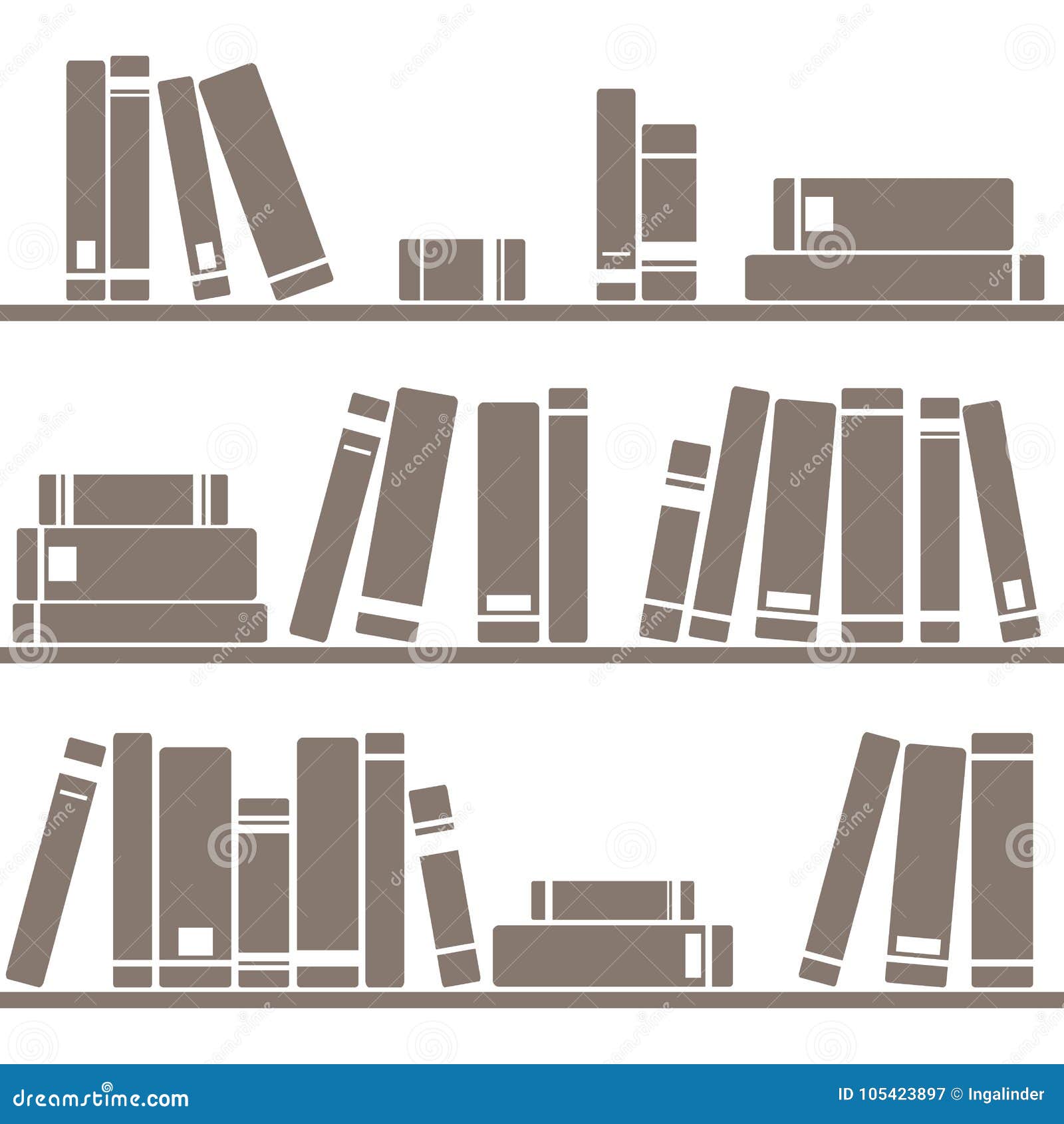 Tile Vector Pattern with Books on Shelf on White Background Stock ...