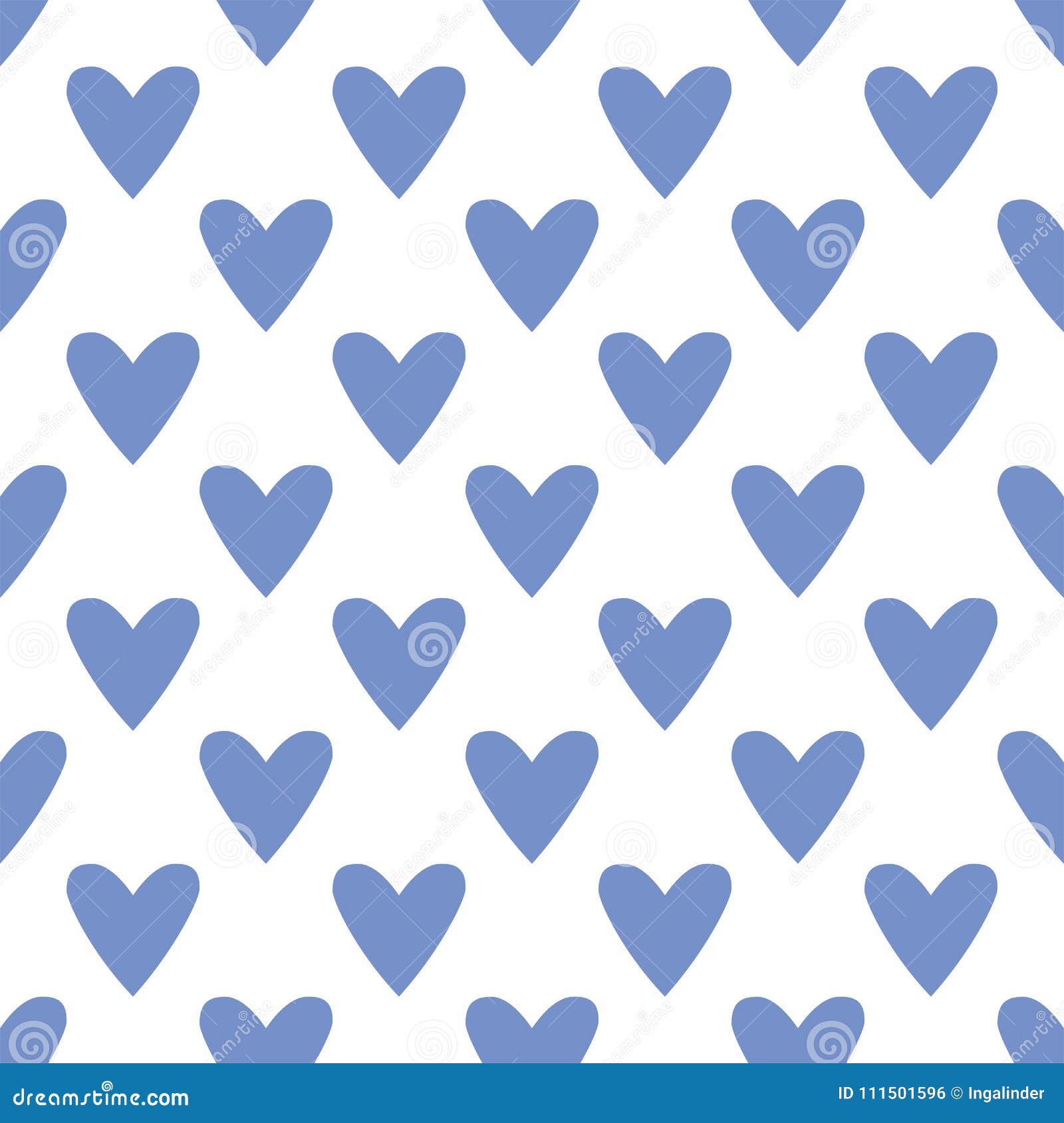 Tile Vector Pattern with Hand Drawn Blue Hearts on White Background ...