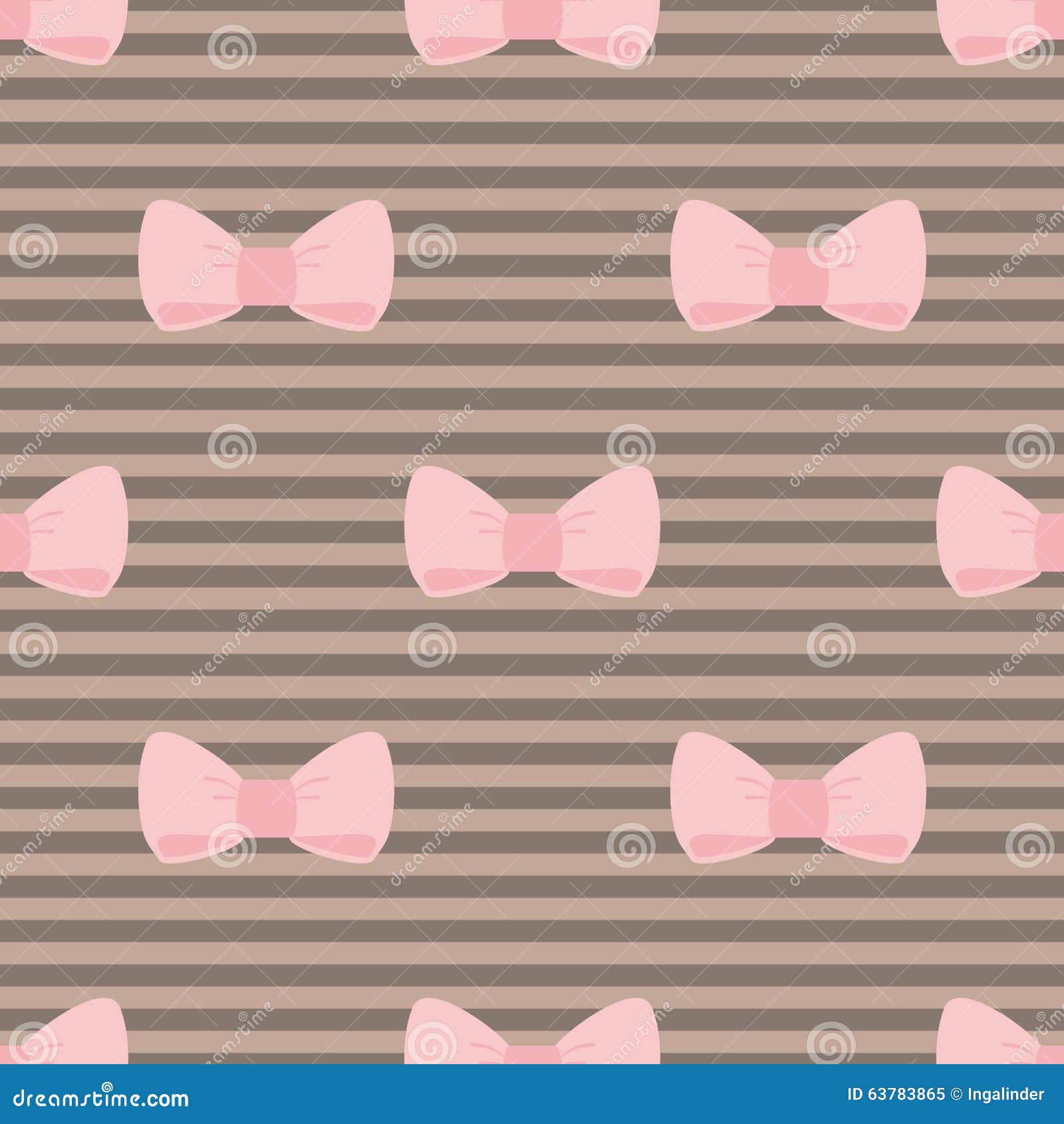 Tile Vector Pattern with Pink Bows on Brown and White Strips Background ...