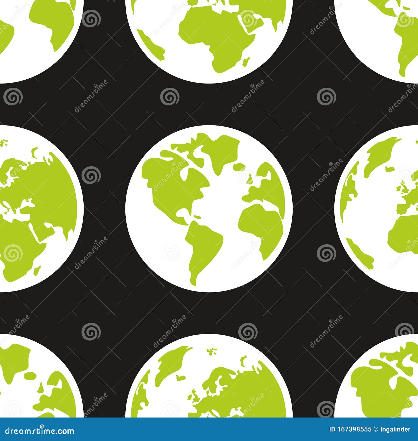 Tile Vector Pattern with Planet Earth on Black Background Stock Vector ...