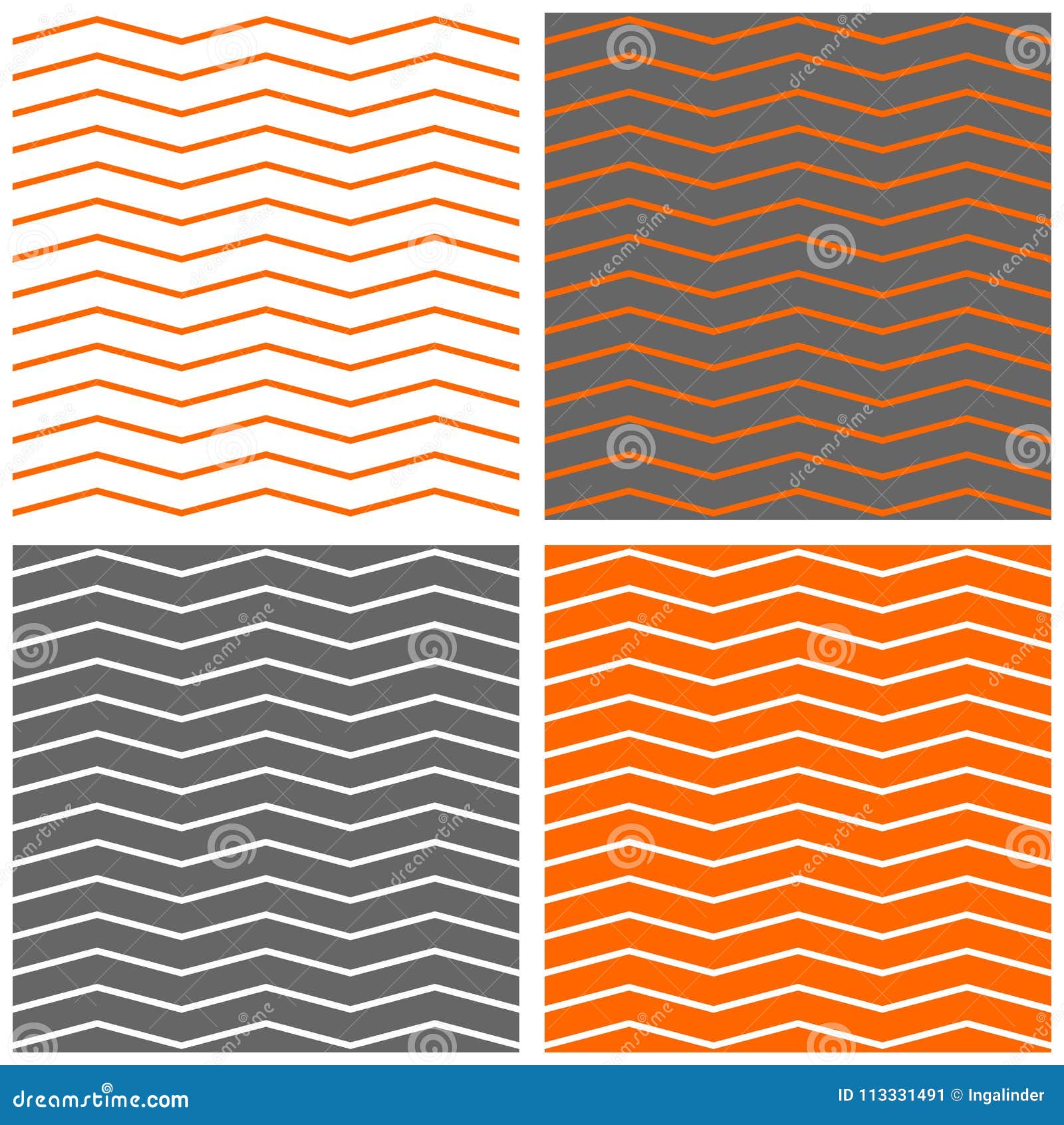 Tile Vector Pattern Set with White, Grey, Black and Orange Zig Zag ...