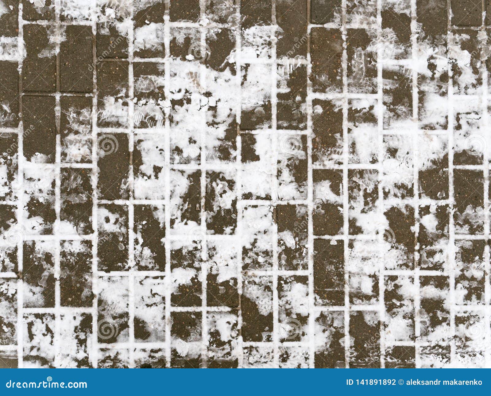 Tile Walkway Covered with Snow in Winter Stock Photo - Image of covered ...