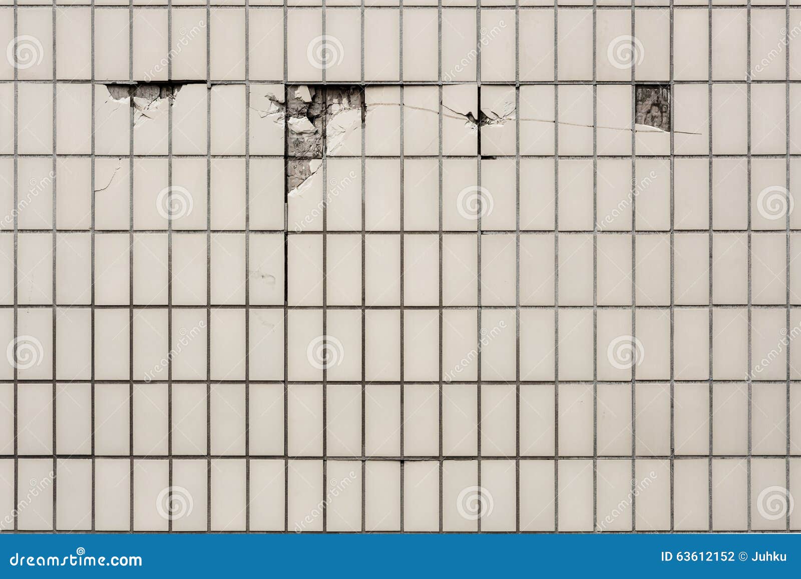 Tile Wall Where Some Tiles Cracked Stock Photo - Image of grungy, brown ...