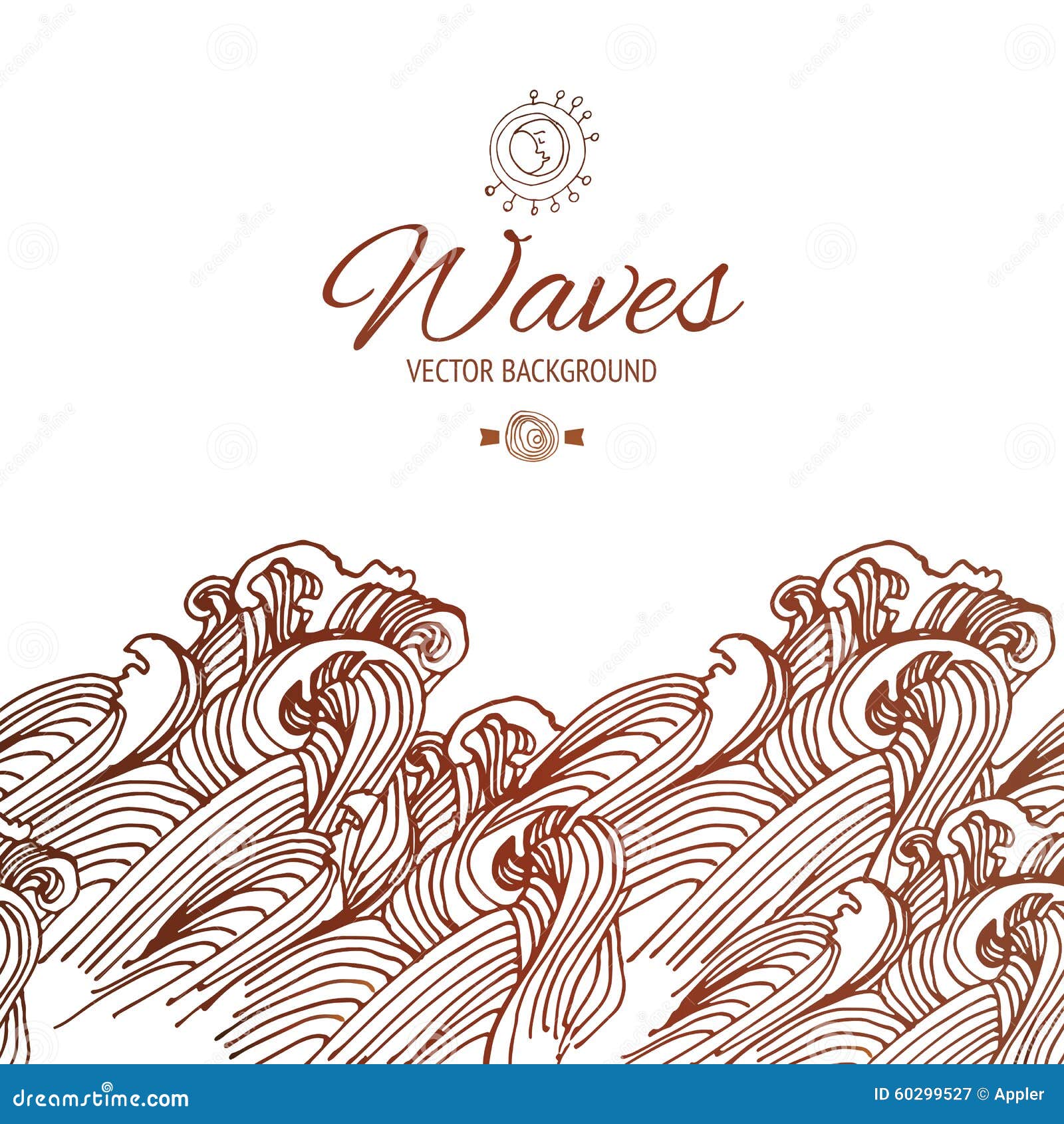 Tile Waves Vintage Style Illustration Stock Vector - Illustration of ...