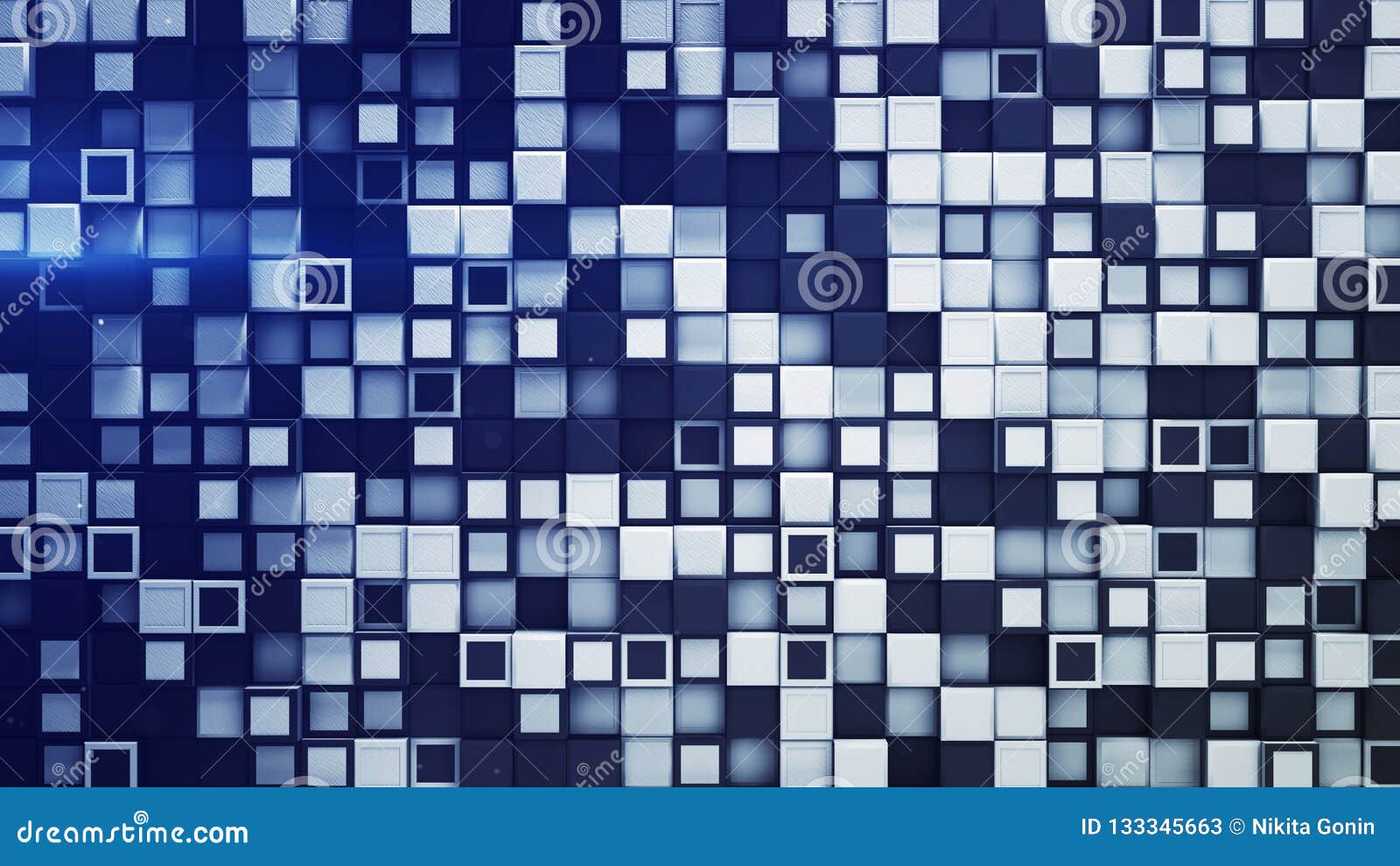 Tile of White and Blue Boxes Abstract 3D Rendering Stock Illustration ...