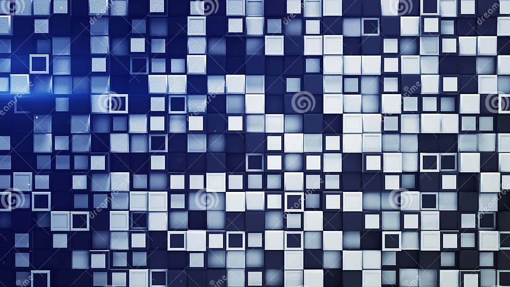 Tile of White and Blue Boxes Abstract 3D Rendering Stock Illustration ...
