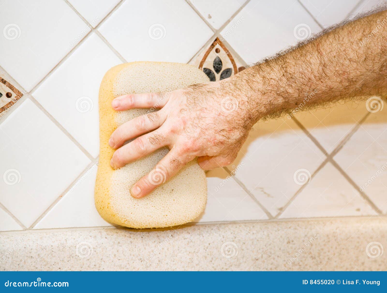 Tile Work - Wiping Grout stock photo. Image of grout, male - 8455020