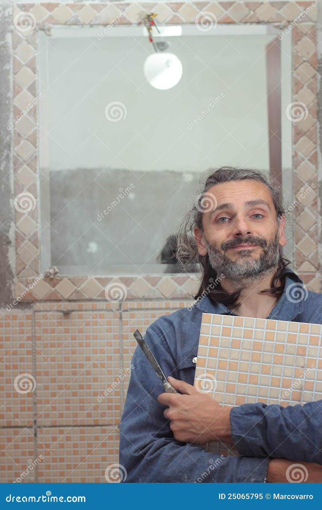 Tile worker posing stock image. Image of tiler, profession - 25065795
