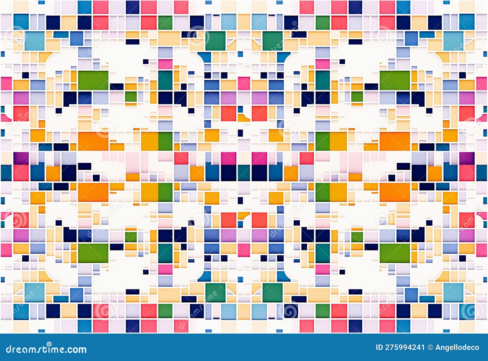 Seamless Tileable Pattern Of Squares And Lines With Shapes Irregulars