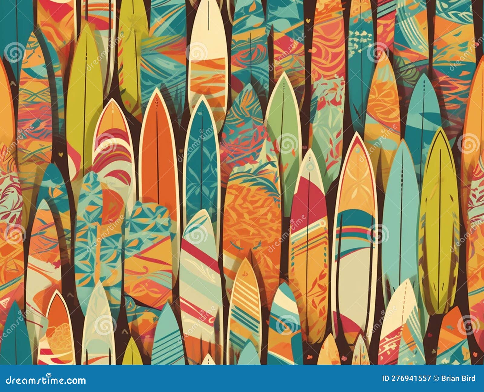 Tileable Surfboard Pattern. Hawaiian Surf Style. Royalty-Free Stock ...