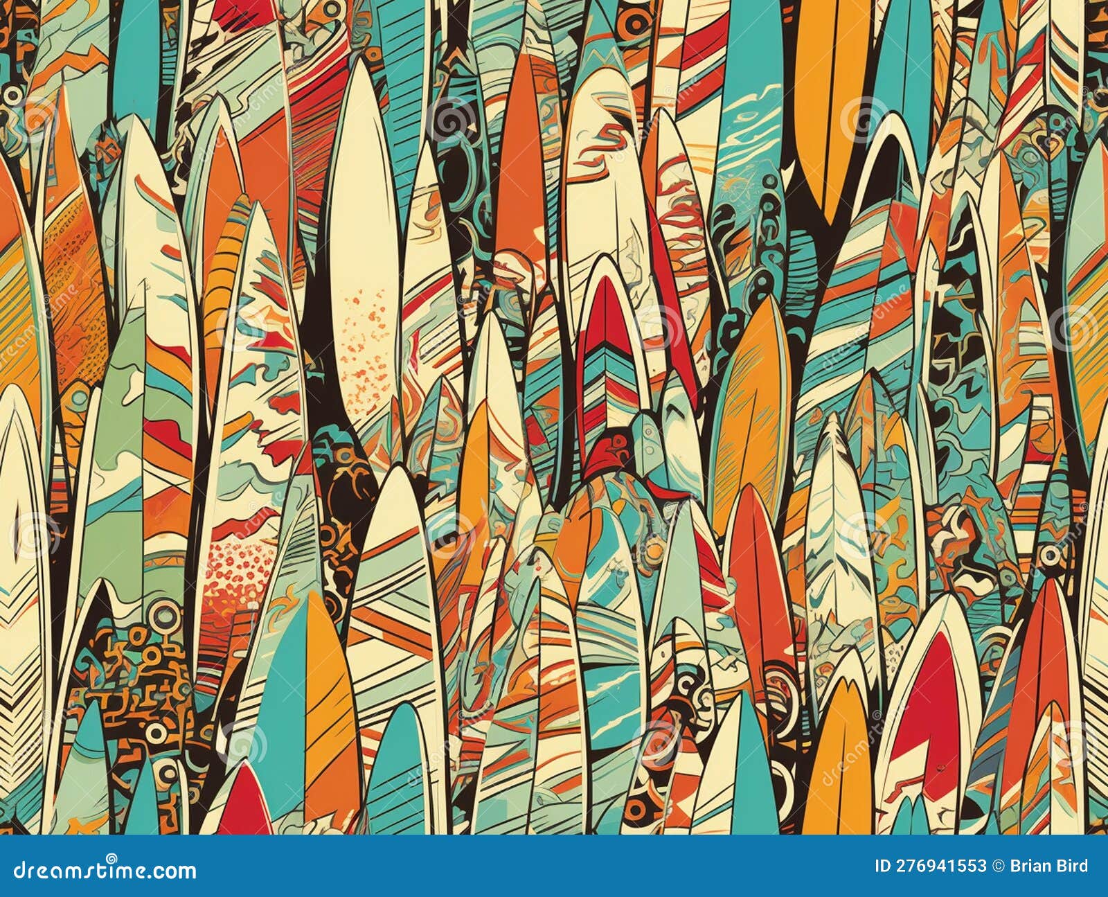 Tileable Surfboard Pattern. Hawaiian Surf Style Stock Illustration ...