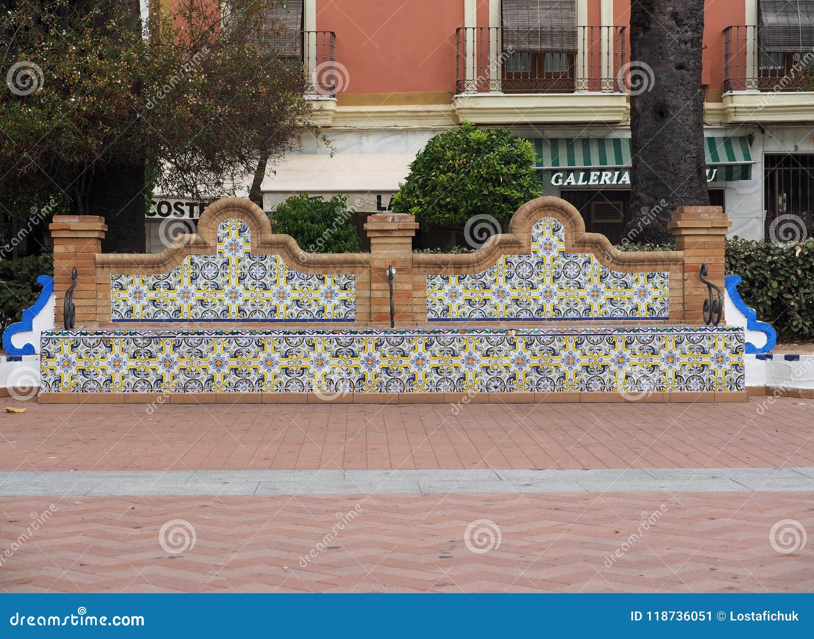 Tiled Bench in Ayamonte Spain Stock Image - Image of coloured, blue ...