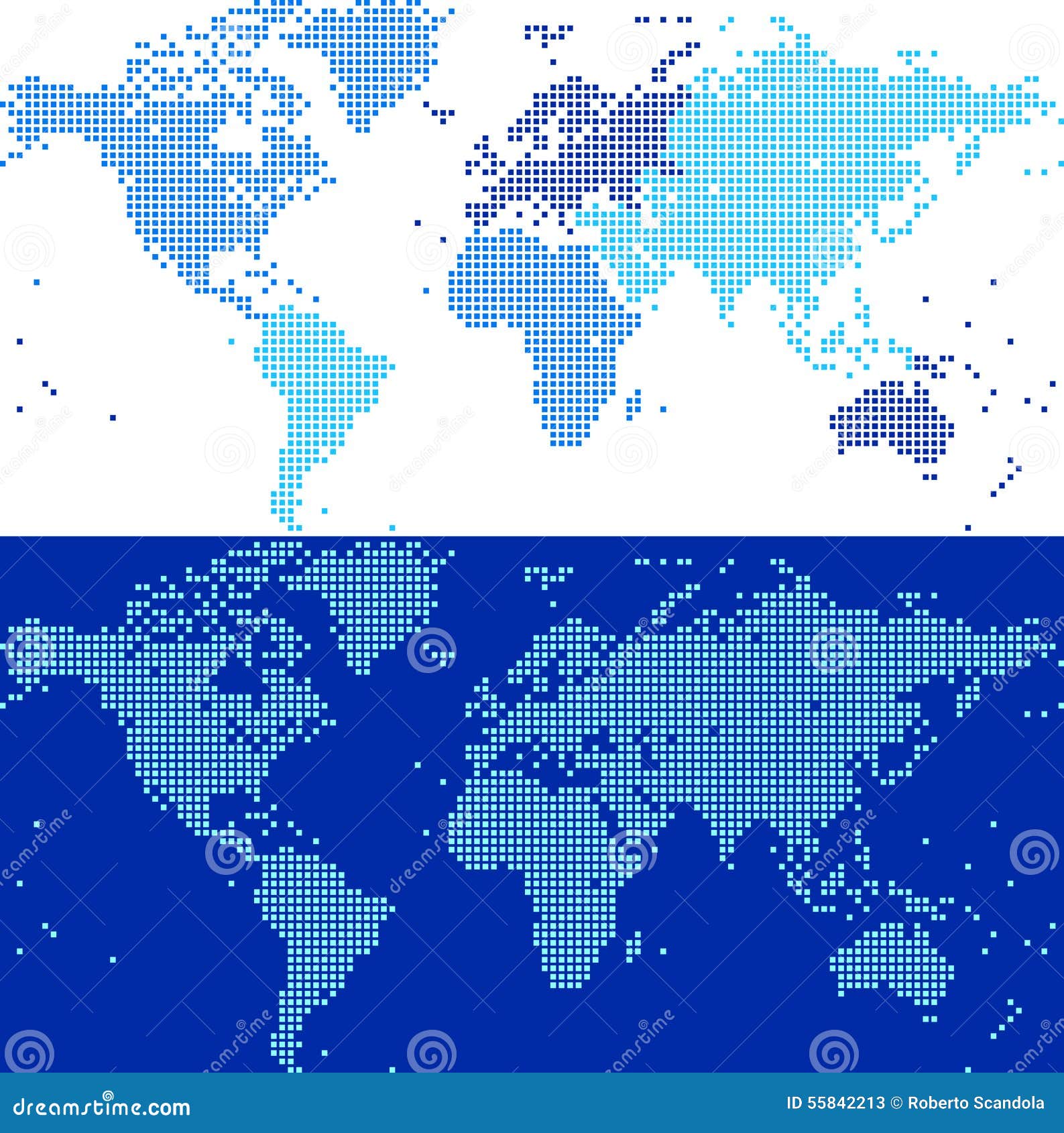 Tiled Blue World Map stock vector. Illustration of world - 55842213