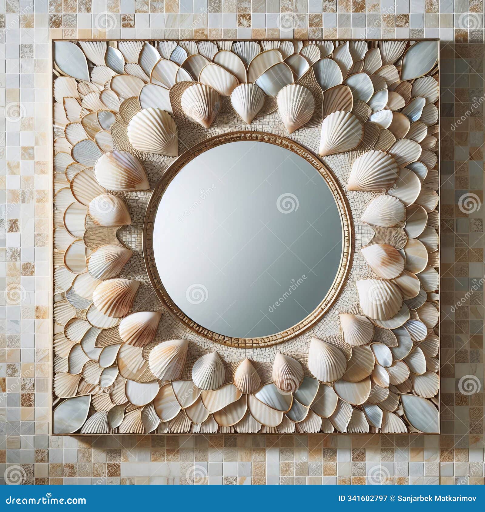Tiled Capiz Shell Mirror Features a Frame Made from Shimmering C Stock ...