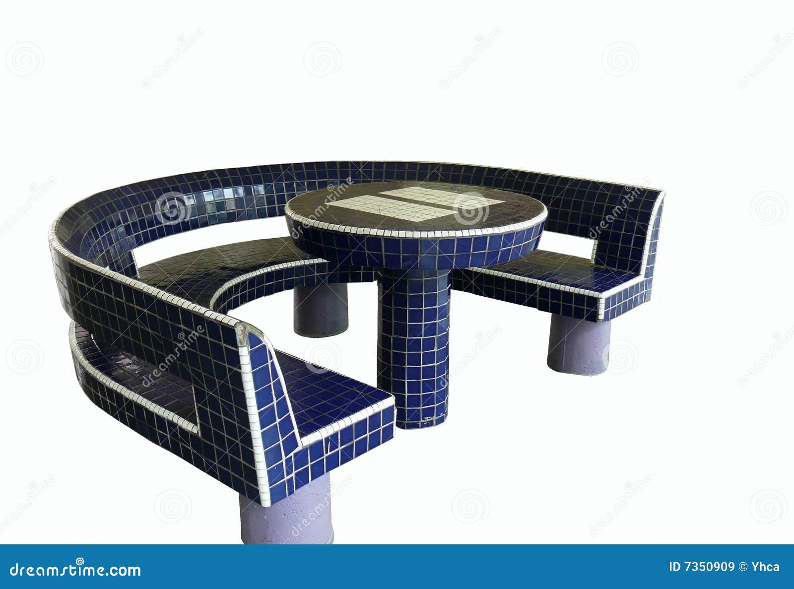 Tiled Concrete Chess Table and Bench Stock Image - Image of recreation ...