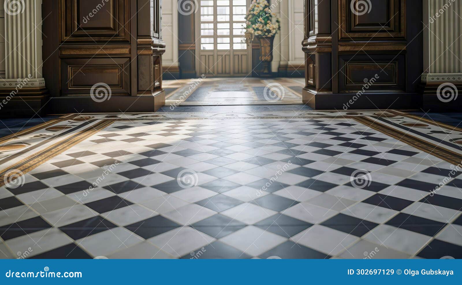 Tiled Floor with Colored Squares, Baroque Chiaroscuro Stylee. AI ...