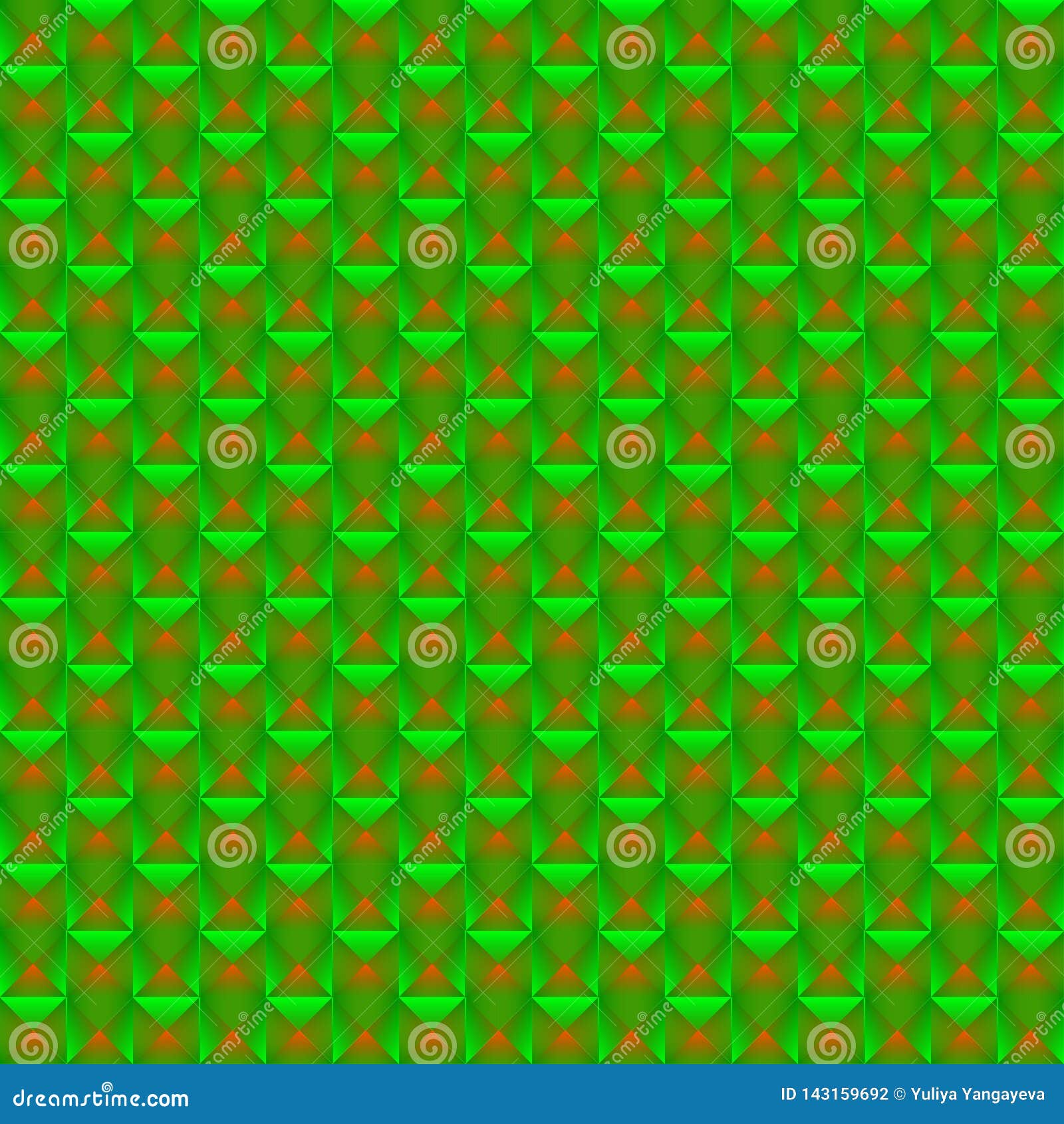 Tiled Pattern of Green Squares and Orange Triangles Striped Stock ...