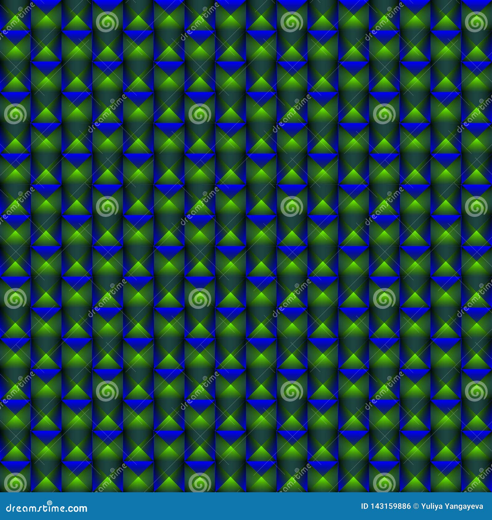 Tiled Pattern of Green Squares and Striped Blue Triangles Stock ...