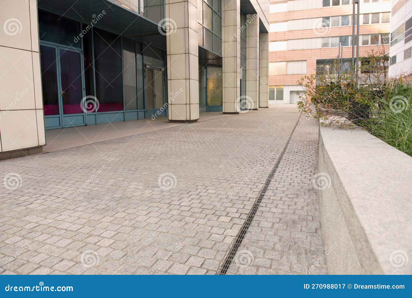 Tiled Pavement Near Building Outdoors. Sidewalk Covering Stock Image ...