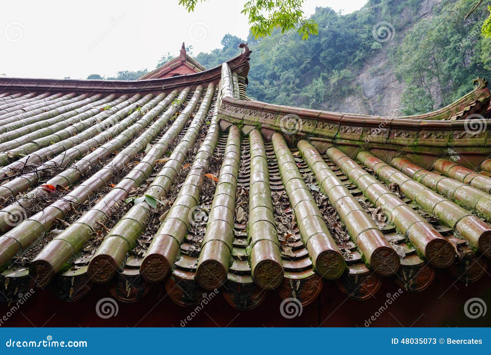 Tiled Roof of Ancient Chinese Building in Mountain Stock Image - Image ...