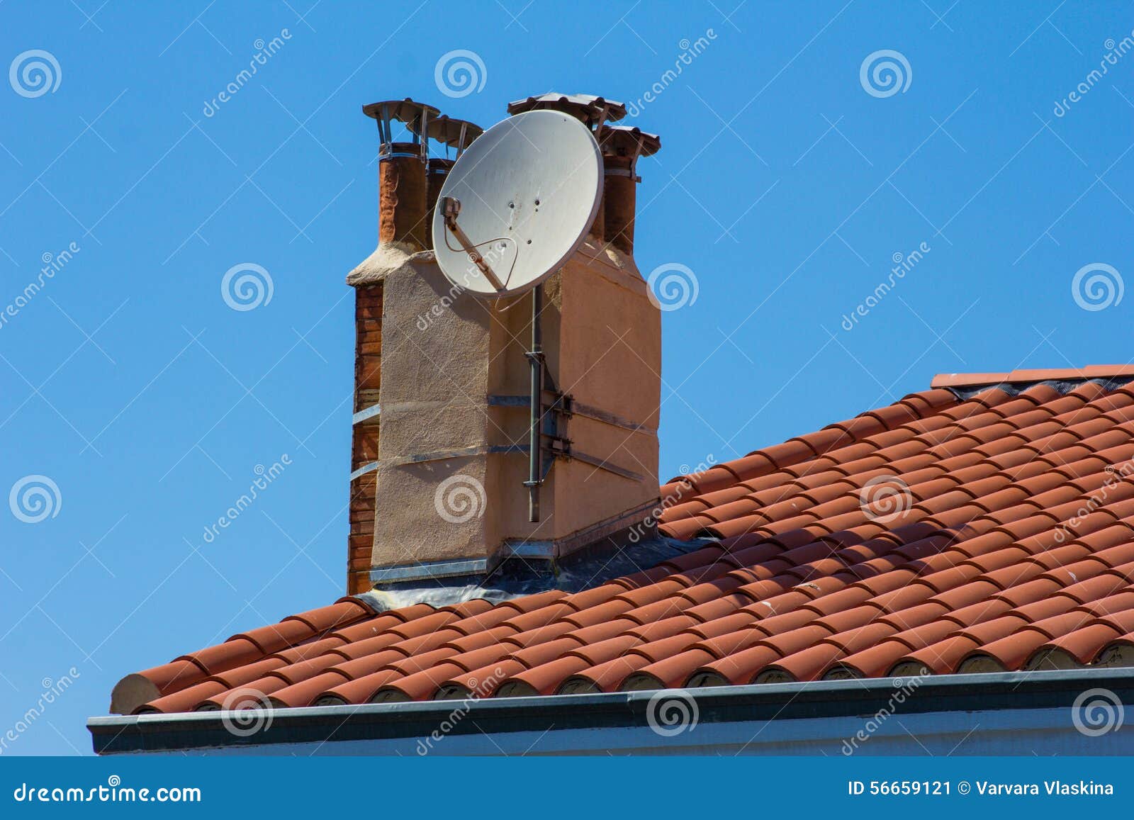 Tiled Roof with a Circular Antenna Stock Image - Image of circle, tiled ...