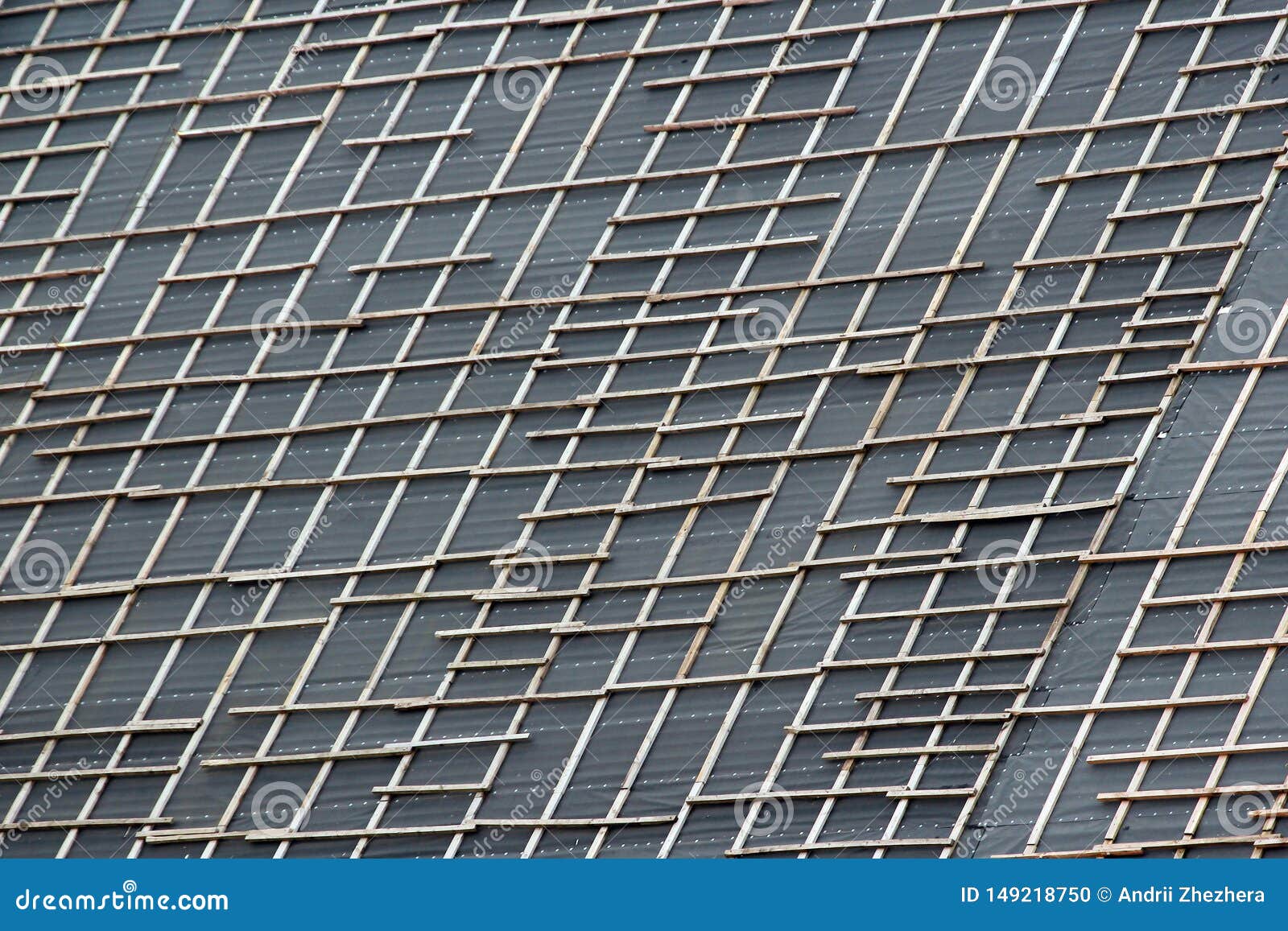 Tiled roof with lathing stock photo. Image of material - 149218750