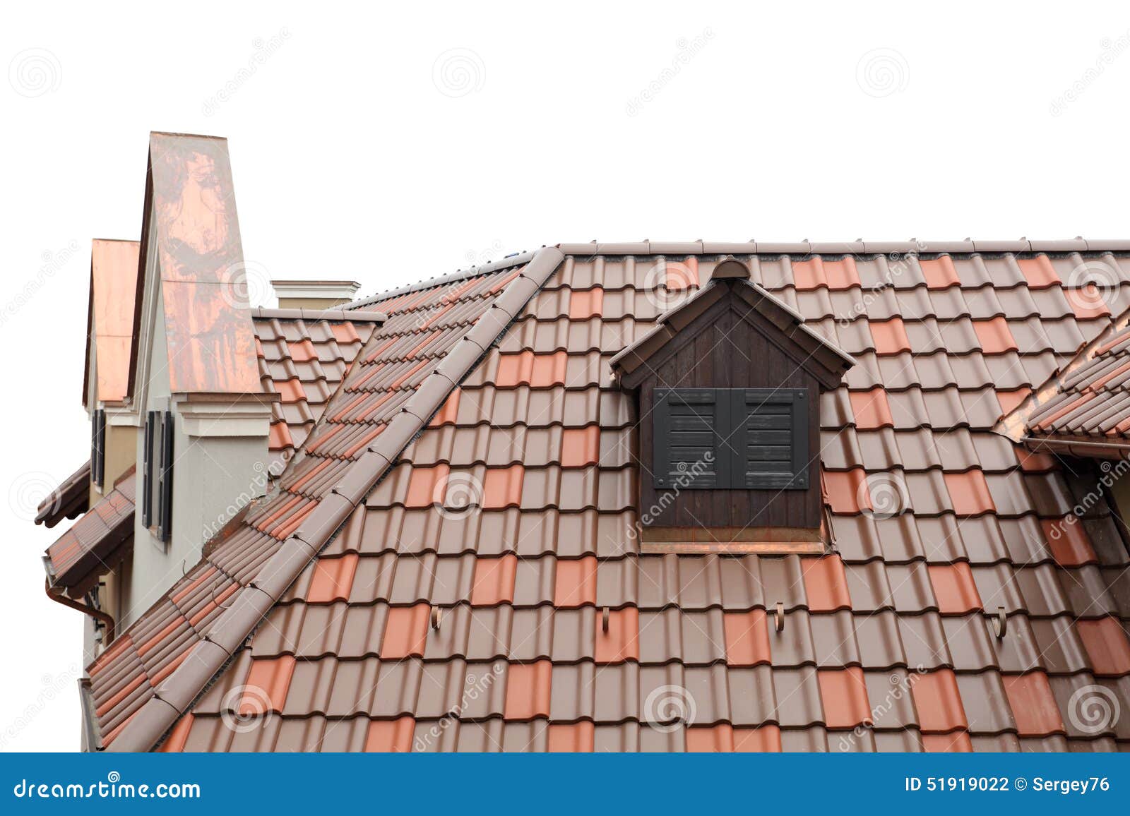 Tiled Roof of Old-fashioned House Isolated Stock Photo - Image of ...