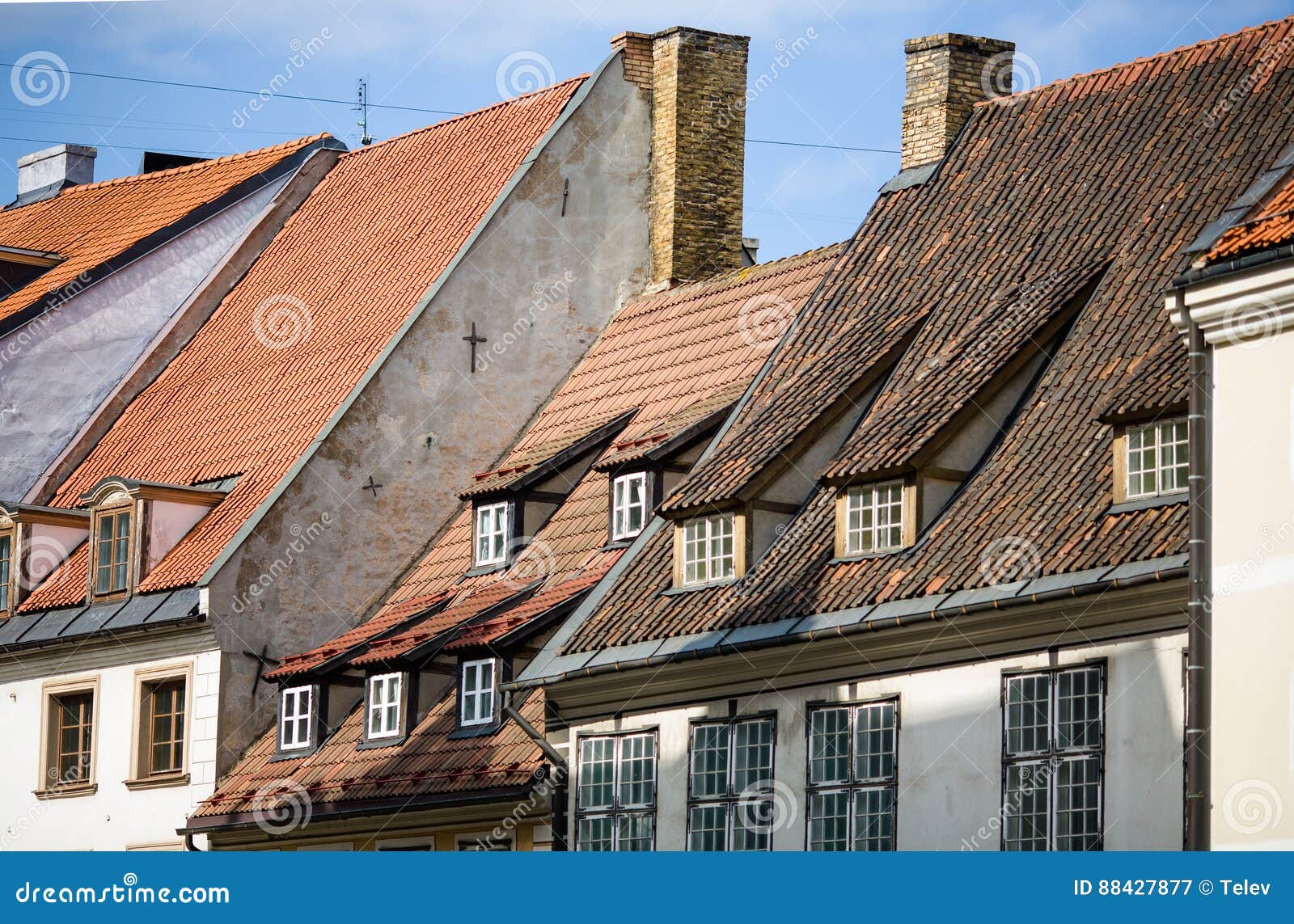 Tiled Roofs of Medieval Houses in the Centre of Riga Stock Image ...