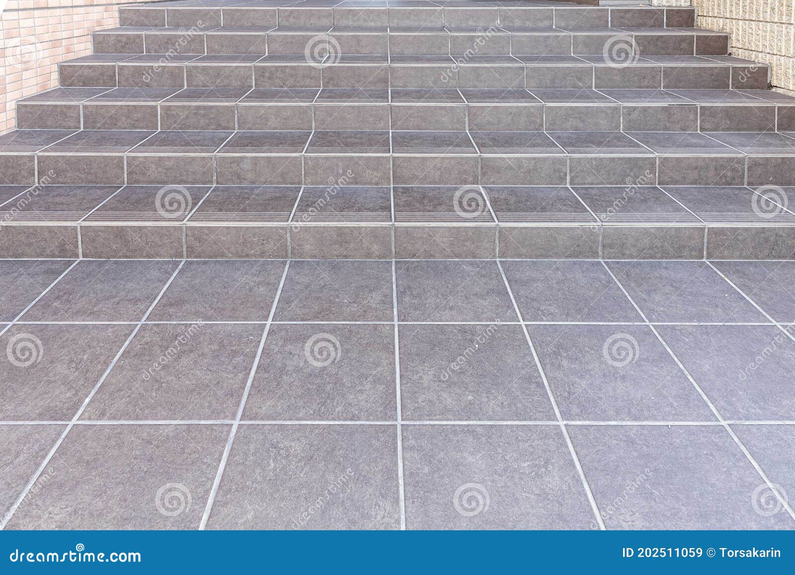 Tiled Stairs Around the Walkway Up the Office Building Stock Image ...
